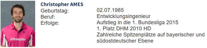 Spielerportraits Christopher Ames - Badmintonabteilung